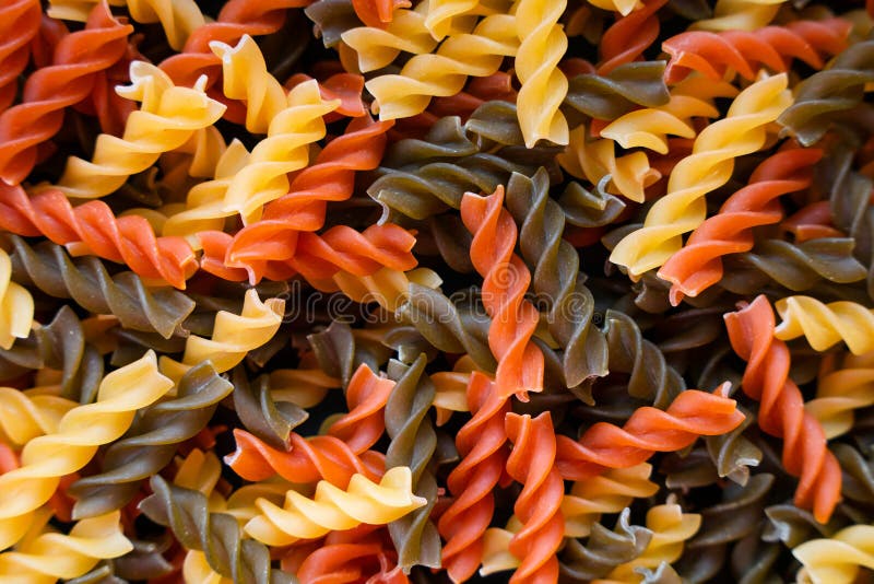 Fusilli Paste Spiral Shape. Close Up. Natural Pasta Background. Top ...