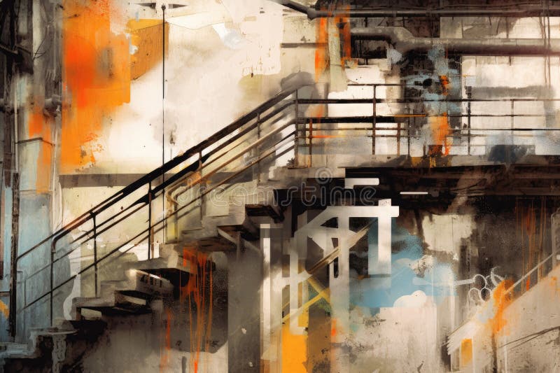 Fusion of Abstract Elements and Industrial Textures on a Gritty ...