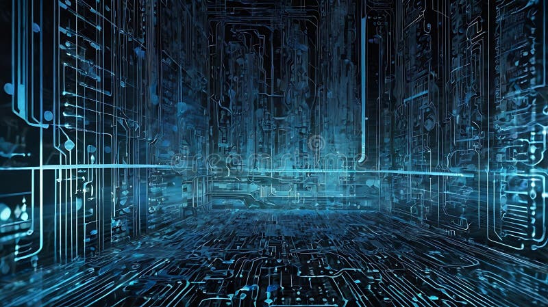 Business And Technology Data Fusion With Digital Circuit Patterns And Binary Code Stock