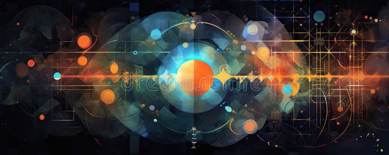 Fusion of Celestial Elements and Geometric Shapes on an Abstract ...