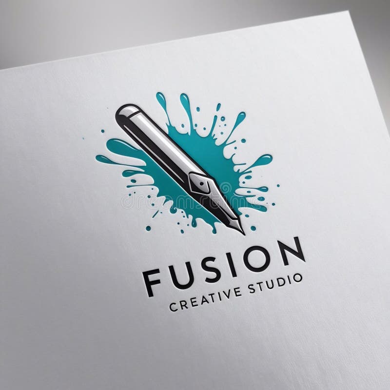 Fusion Creative Studio Logo with Ink Splash Design Element Stock Illustration - Illustration of ...