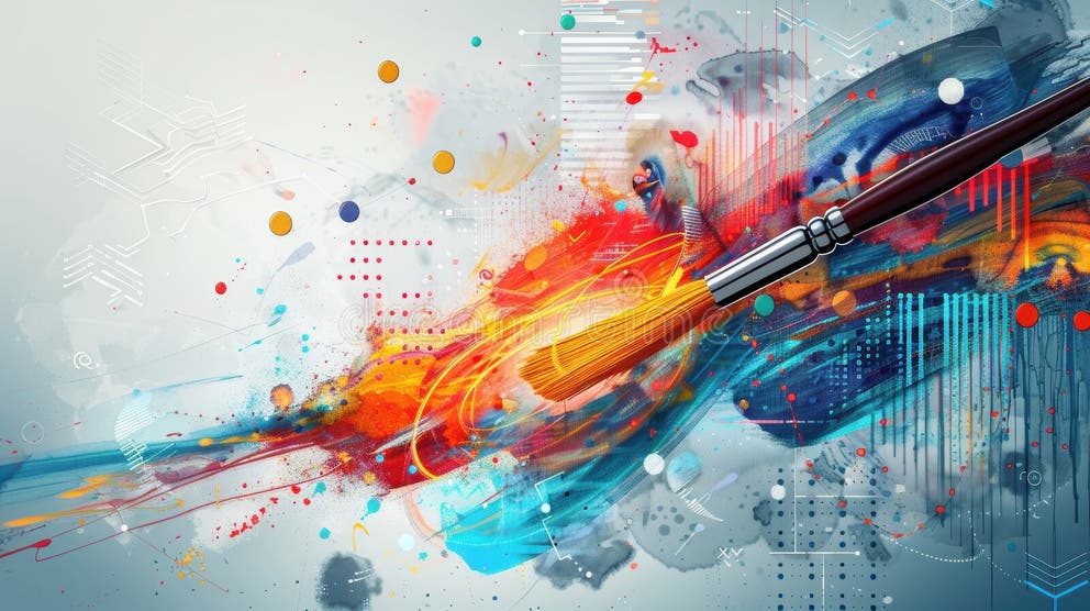 Fusion of Creativity and Analytics with Abstract Shapes and Data Visualizations Stock Photo ...