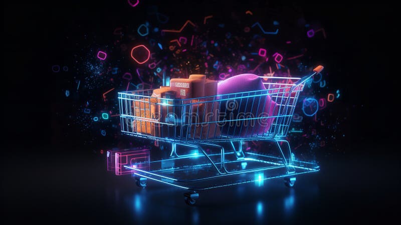 The Fusion of E-Commerce and AI Stock Illustration - Illustration of ...