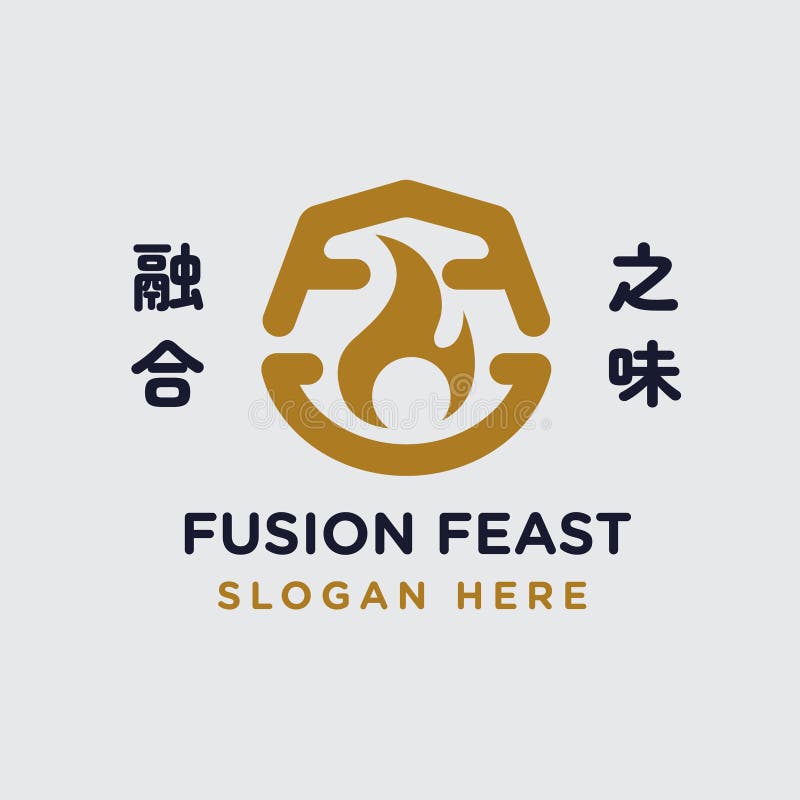 Fusion Feast Modern Asian Restaurant Logo Design Stock Vector ...