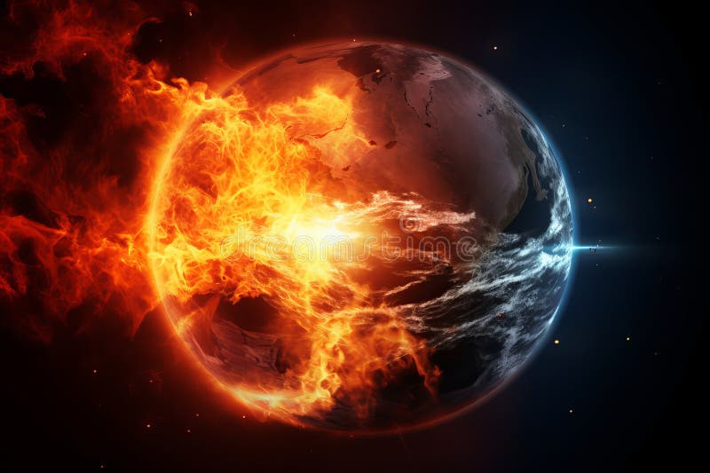 Fusion Fire and Earth Dramatic Background from Generative Ai Stock ...