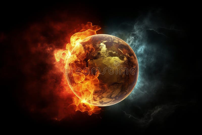 Fusion Fire and Earth Dramatic Background from Generative Ai Stock ...
