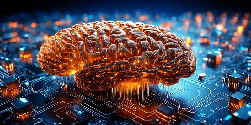 Fusion of Intellect: Biological and Technological Stock Illustration ...