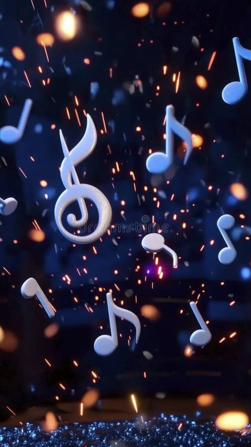 Fusion of Musical Notes with Fiery Scattering Sparks Stock Illustration ...