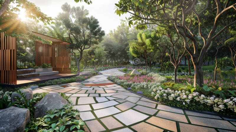 A Fusion of Nature and Manmade Design a Geometric Pathway Blending ...