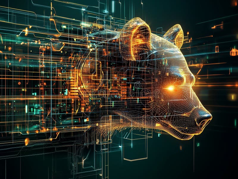 Fusion of Nature and Technology Creates a Futuristic Image of Bear ...