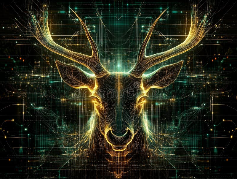 Fusion of Nature and Technology Creates a Futuristic Image of Deer ...