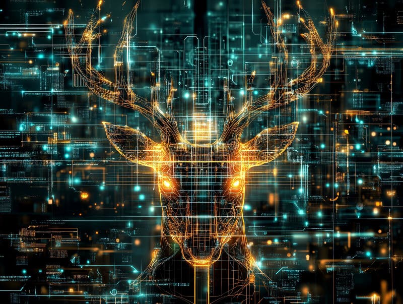 Fusion of Nature and Technology Creates a Futuristic Image of Deer ...