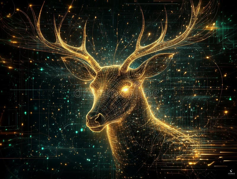 Fusion of Nature and Technology Creates a Futuristic Image of Deer ...