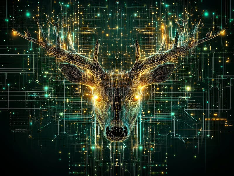 Fusion of Nature and Technology Creates a Futuristic Image of Deer ...