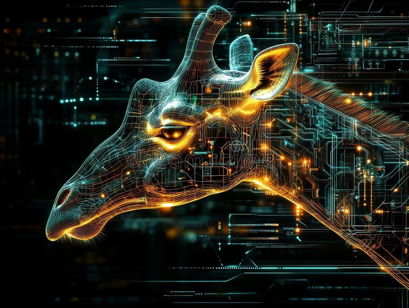 Fusion of Nature and Technology Creates a Futuristic Image of Giraffe ...