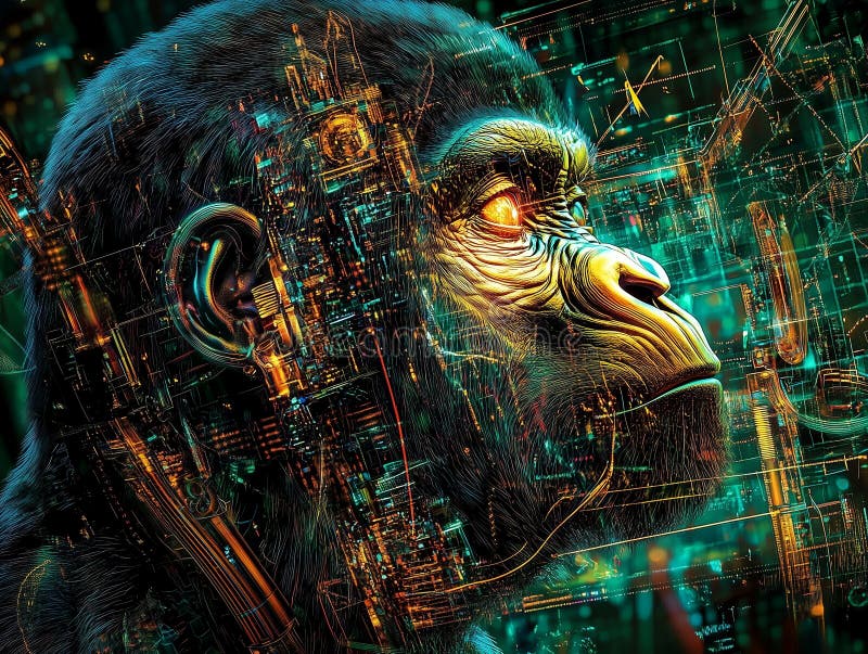 Fusion of Nature and Technology Creates a Futuristic Image of Gorilla ...