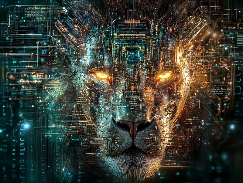 Fusion of Nature and Technology Creates a Futuristic Image of Lion ...