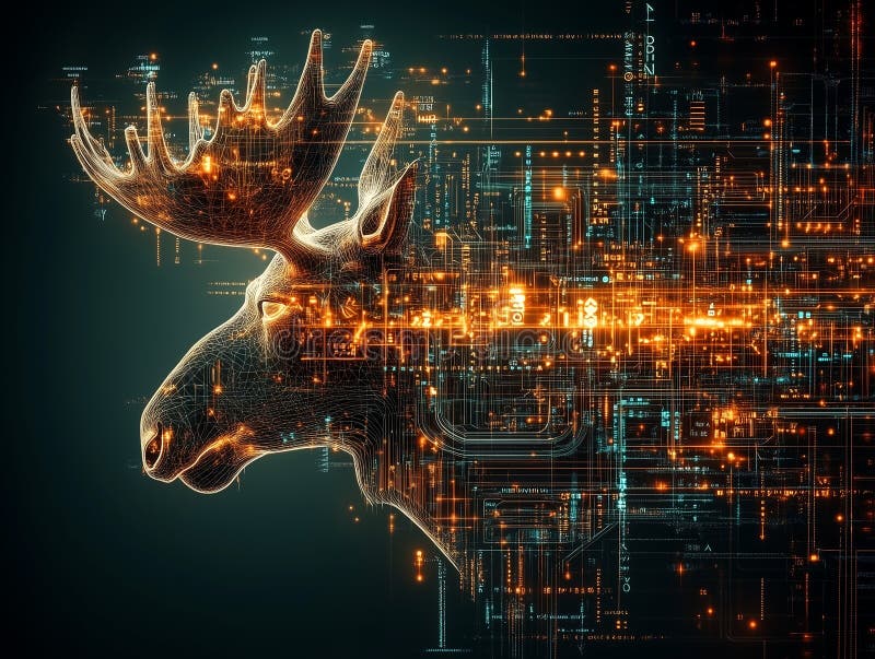 Fusion of Nature and Technology Creates a Futuristic Image of Moose ...