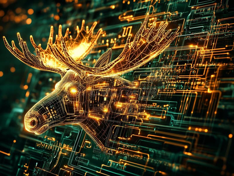 Fusion of Nature and Technology Creates a Futuristic Image of Moose ...