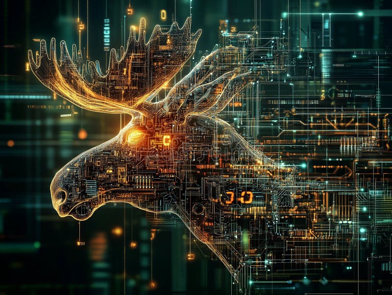 Fusion of Nature and Technology Creates a Futuristic Image of Moose ...