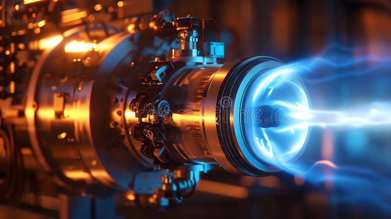 Fusion Powered Space Rocket Engine, Blue Flame is Bursting Out Form the ...