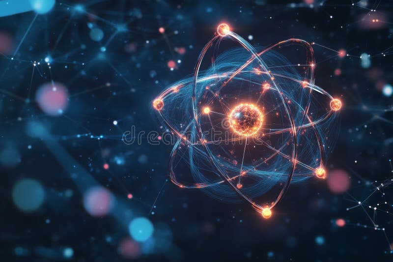 Fusion of Quantum Mechanics and Technology Stock Illustration ...