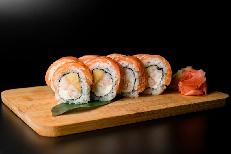 Fusion Rolls. Fish, Shrimp, and Mango Delight. Stock Photo - Image of ...
