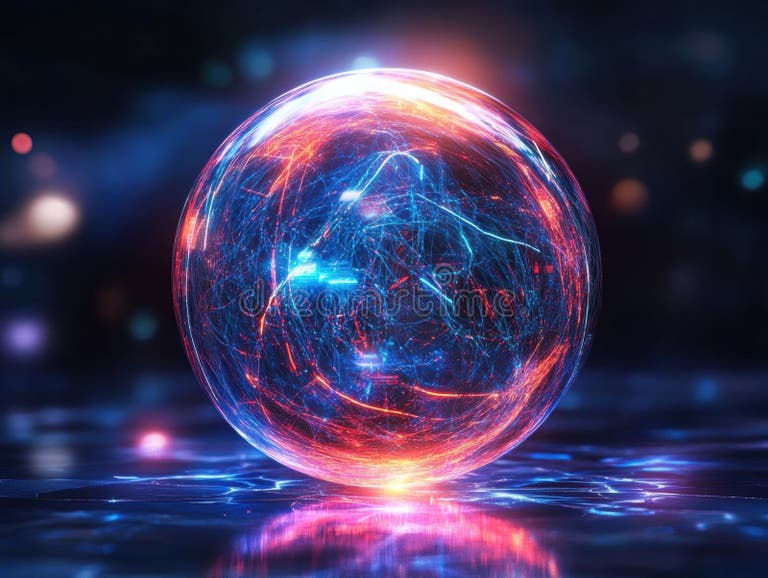 The Fusion of Technology and Energy, a Glowing Orb of Innovation Stock ...