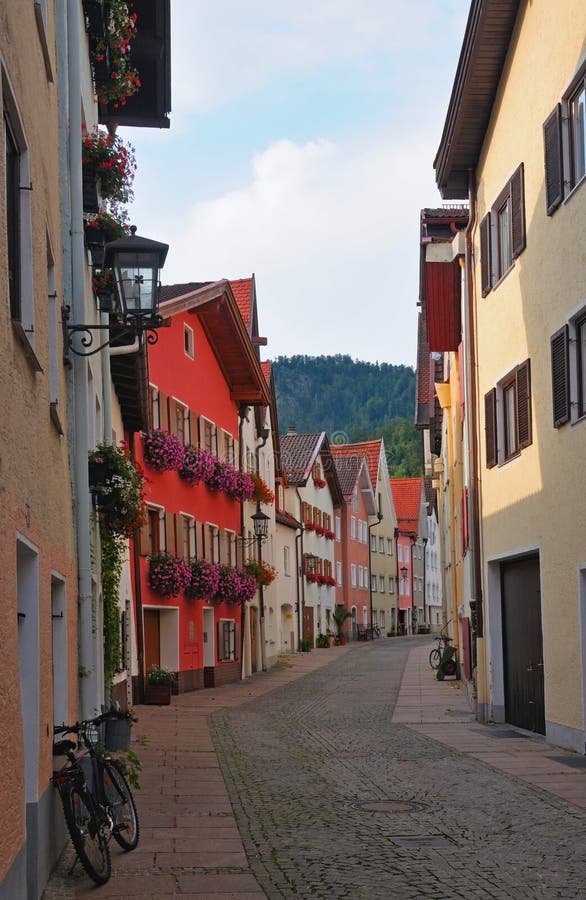 Fussen, Germany. Old Street. Stock Photo - Image of historical ...