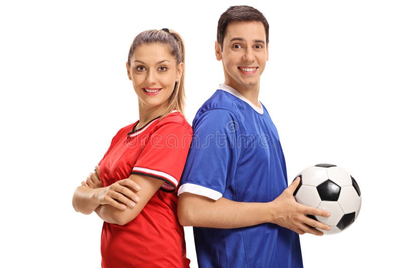 Futbolista De Sexo Femenino Y Un Futbolista De Sexo Masculino Imagen de ... Futbolista De Sexo Femenino Y Un Futbolista De Sexo Masculino Imagen de ...