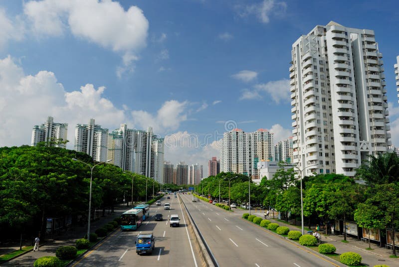 Futian District, Shenzhen stock image. Image of blue - 10209231