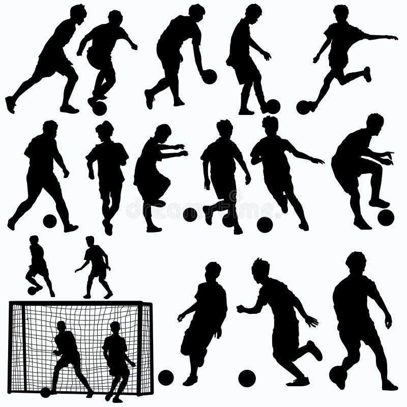 Futsal Players Silhouettes Vector Stock Vector - Illustration of ball ...