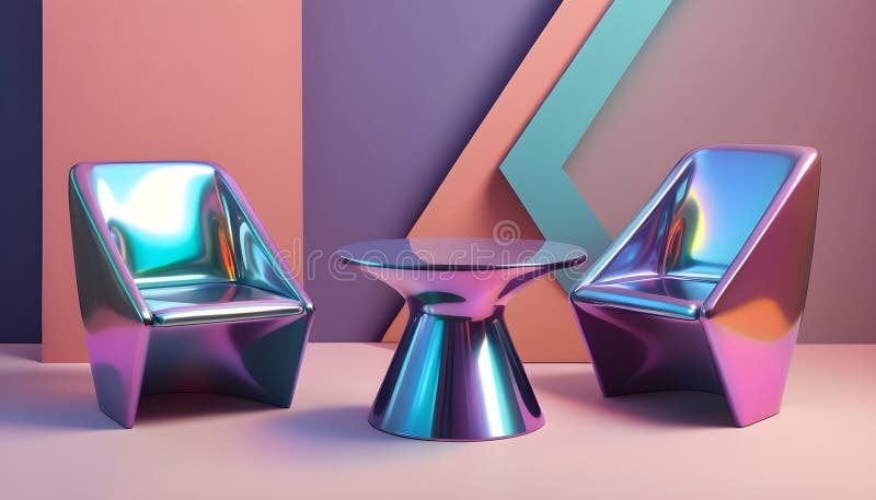Futuerestic Holo Furniture Concept Featuring a Tea Table and Sofa Stock ...