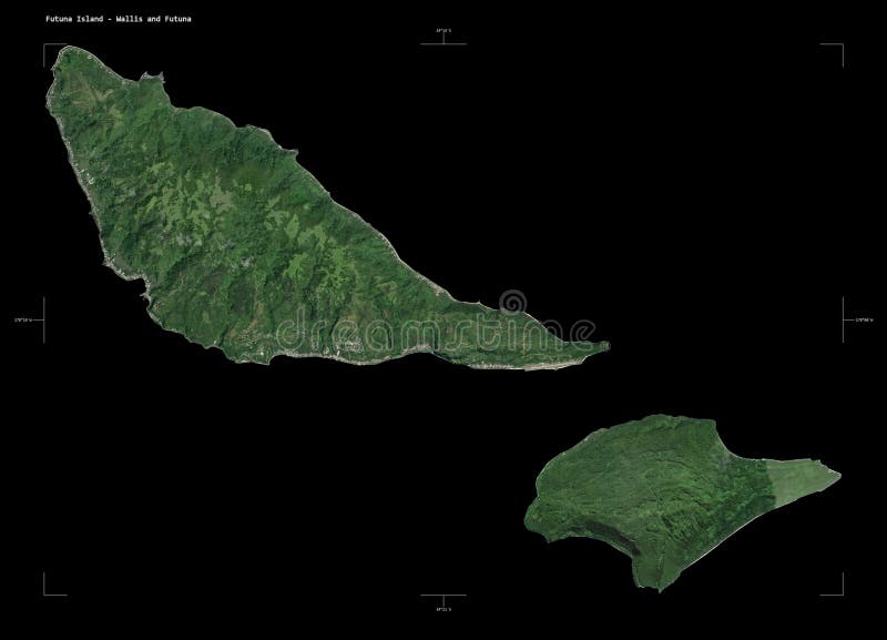 Futuna Island - Wallis and Futuna Shape on Black. High-res Satel Stock ...