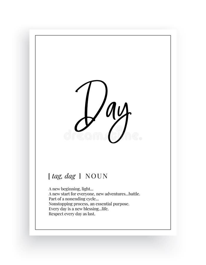 Day Definition, Minimalist Modern Poster Design Stock Vector ...