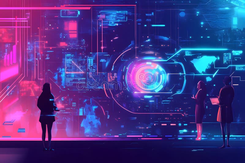 Future in Action: Interacting with AI and Holograms Stock Photo - Image ...