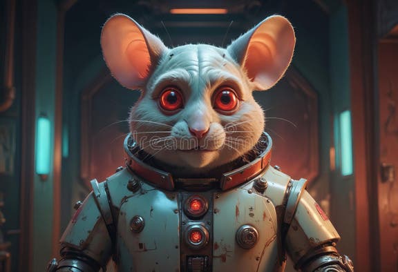 Future Android Robot Mouse Fat Old Man with Big Ear Stock Illustration ...