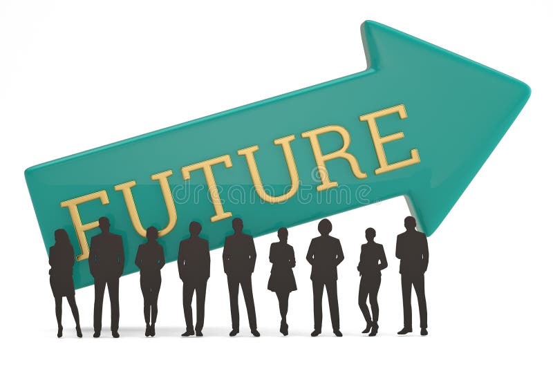 Future Arrow and Coin Stacks Isolated on White Background. 3D ...