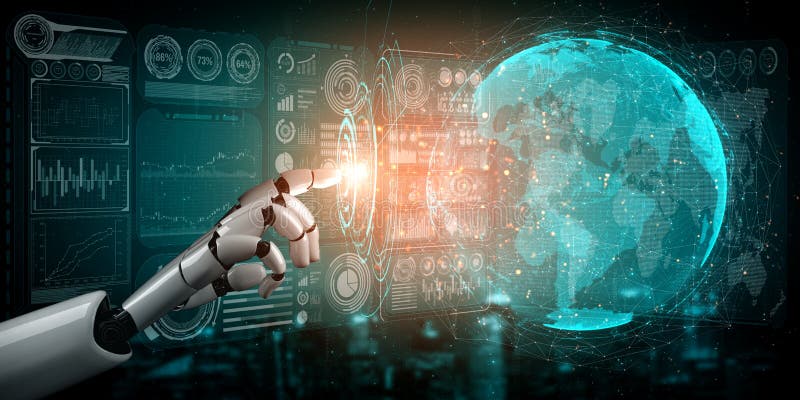 Future Artificial Intelligence Robot and Cyborg Stock Illustration ...