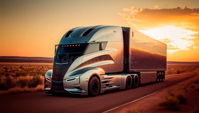 The Future of Autonomous Trucking, AV Truck, AV, Generative AI. Stock ...