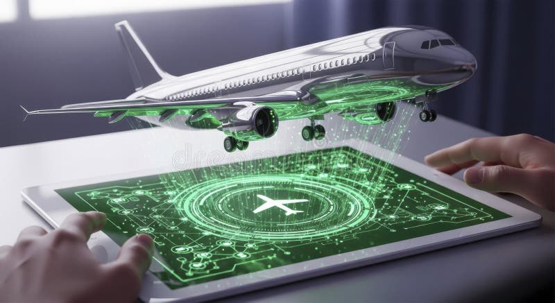 Future Aviation Technology, Holographic Airplane Model on Digital ...