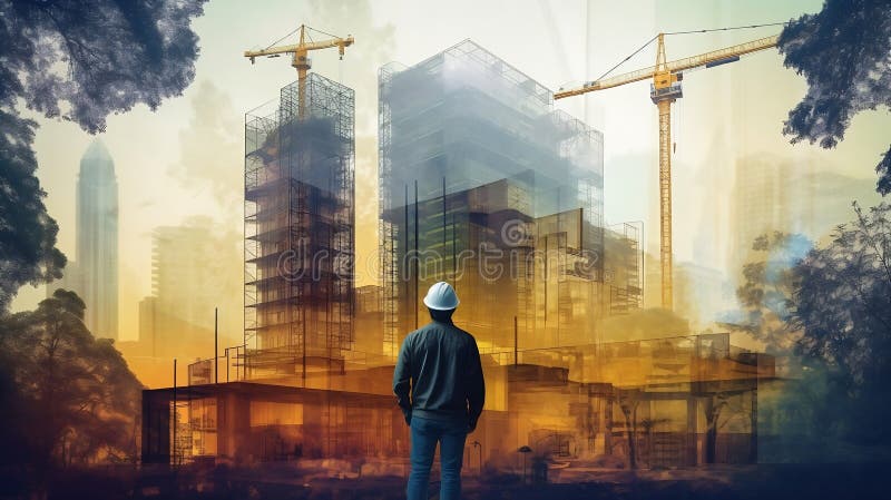 3Future_building_construction_engineering_project Stock Illustration ...