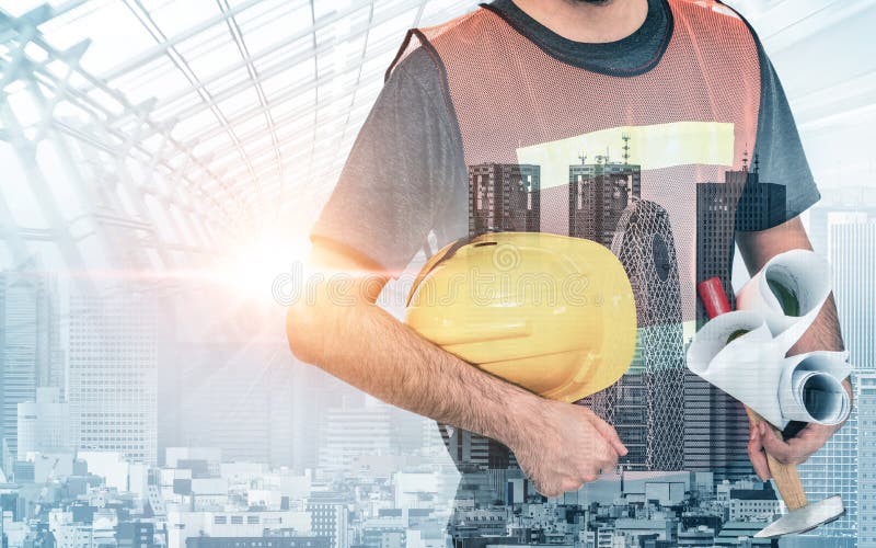 Future Building Construction Engineering Project. Stock Image - Image ...