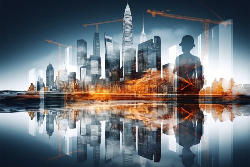 Future Built Today Double Exposure Melds Engineering, Architecture, and ...