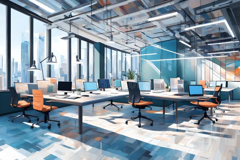 Depicting an Idealized Digital Office Space Stock Illustration ...