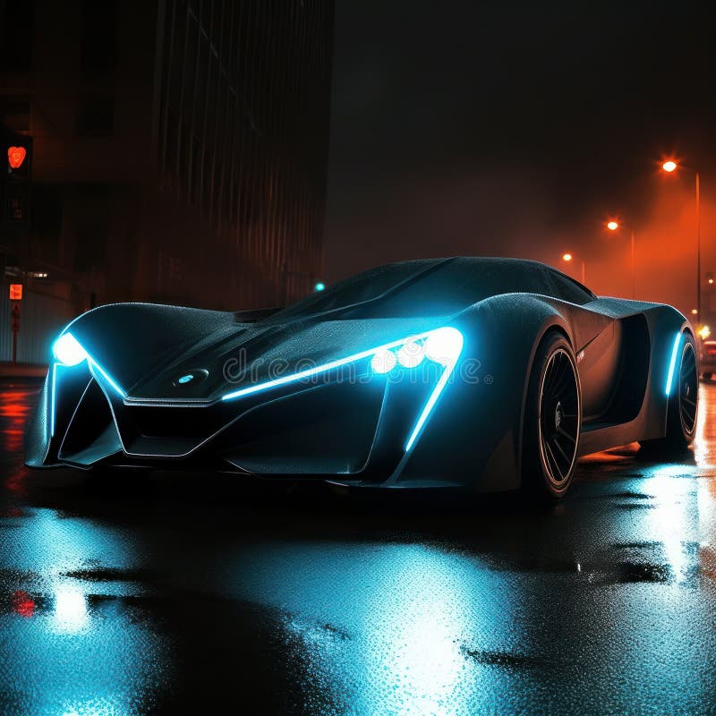 Future Car Dark Cinematic Generative AI Stock Illustration ...