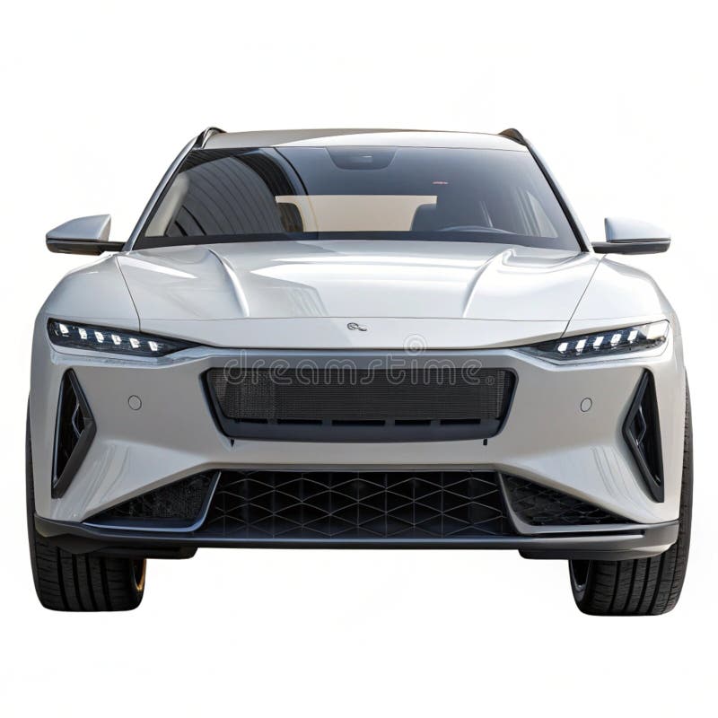 Future Car Front View Isolated on White Background Stock Illustration ...