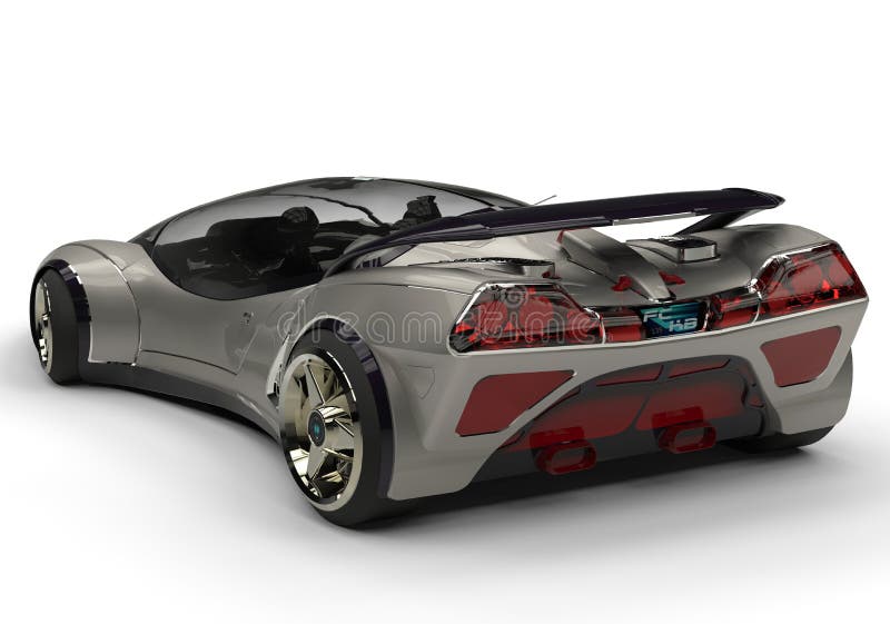 Future Car Silver Back View Stock Illustration - Illustration of ...