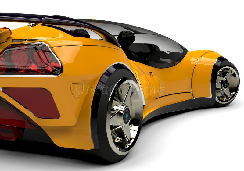 Future Car Yellow Bsck Side View Stock Illustration - Illustration of ...