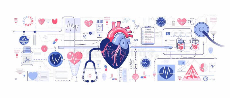 Future of Cardiology and Eharth Healthcare Diagram. AI Generated Stock ...